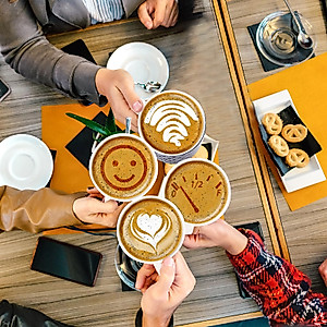 Eorbow 4 Pack Ceramic Coffee Mug Set with Rack, 16 OZ Stackable Cappuccino Cups with Metal Stand, Blue and White Porcelain Tea Mugs for Latte, Americano, Milk, Hot Cocoa, Beverages, Microwave Safe