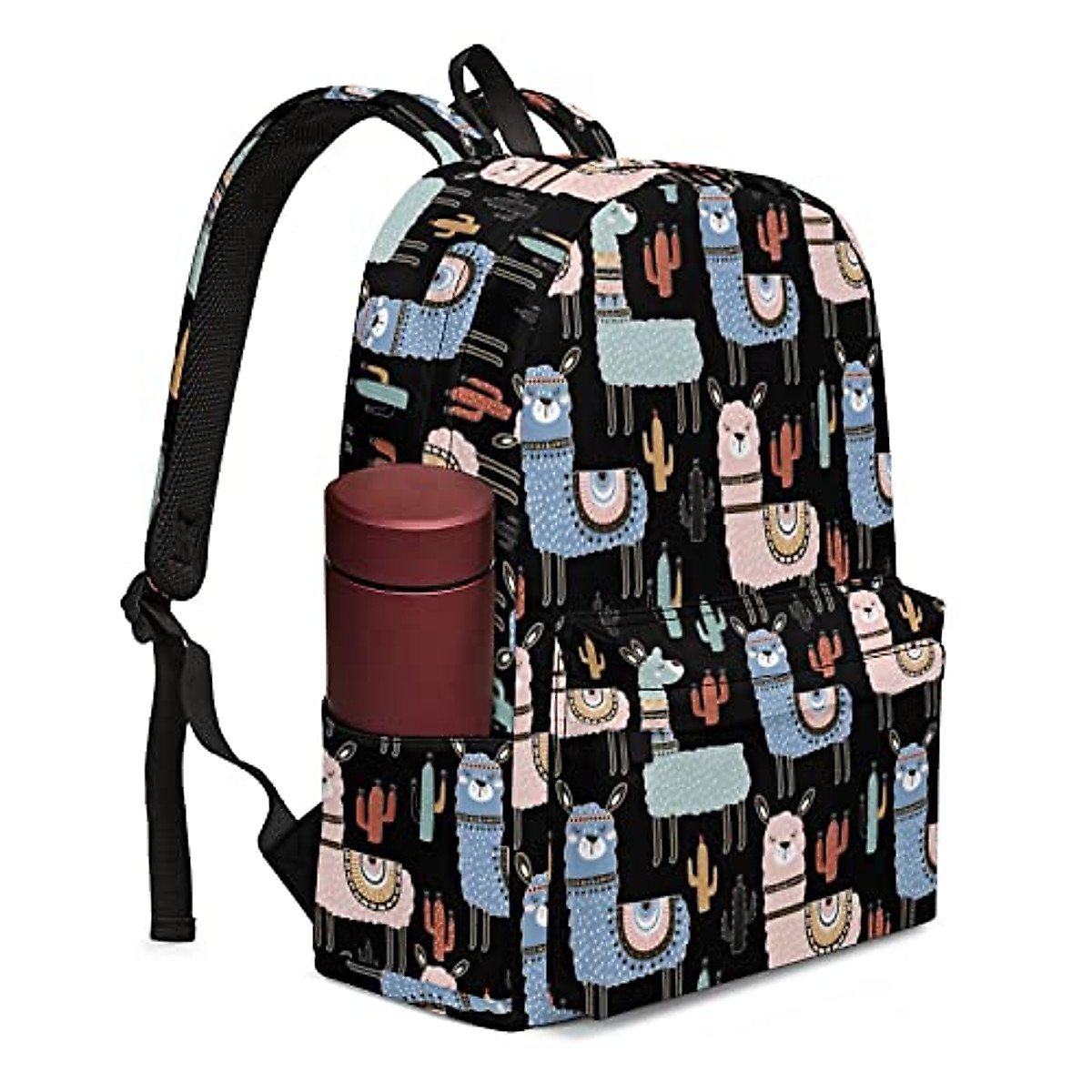 Llama Alpaca Backpack Bookbag Adjustable Shoulder Strap Daypack Travel Hiking Camping Backpacks for Women Teens