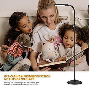 Ferrawel LED Floor Lamp Modern Standing Lamp with Adjustable Gooseneck Stepless Dimming Standing Pole Light Bright Reading Tall Lamp with Memory Funtion for Living Room Bedroom Office