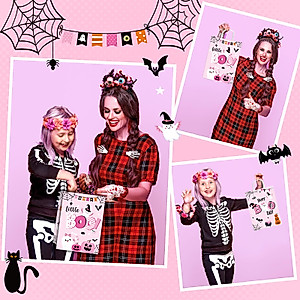 Yeaqee 30 Pcs Pink Halloween Bags Little Boo Bags Kraft Paper 30 Pcs Tissue Paper Goody Present Bags for Halloween Party Kids Theme Birthday Baby Shower Party Favors, 8.6 x 6.3 x 3.15 Inch