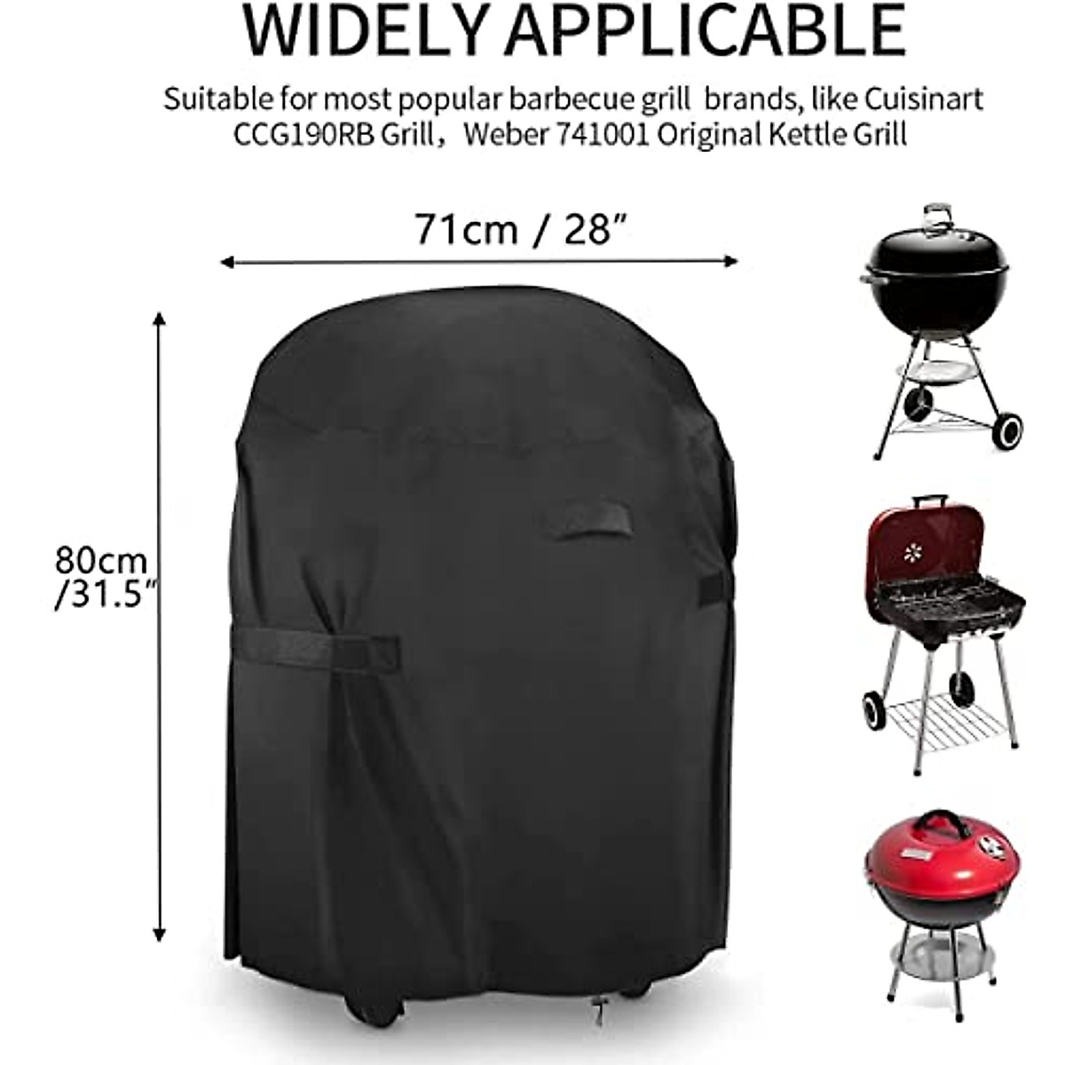 BBQ Cover Outdoor Dust Waterproof Weber Heavy Duty Grill Cover Rain Protective Outdoor Barbecue Cover Round (30'x35')