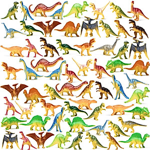 PREXTEX Mini Toy Dinosaurs Figure (72 Count) Best for Dinosaur Party Favors Cake Toppers Easter Eggs Filler, Plastic Dinosaur Figurines, Dinosaur Cupcake Toppers, Small Dinosaur Toys, Cupcake Toppers