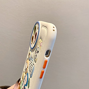 aartvark tees Compatible with iPhone 13 Pro Max Cute Case, TPU Leather Phone Emboss Cartoon case Soft Rubber Shockproof Protective for iPhone 13 Pro Max Case Cover for Women Girls (White Puppy)