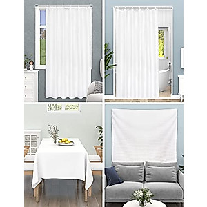 SUMGAR Waffle Weave Shower Curtain Modern White Fabric Hotel Luxury Elegant Polyester Textured Cloth Washable Shower Curtains Set with Hooks for Modern Farmhouse Bathroom 72"x72"