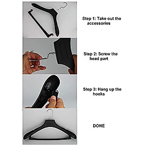 Plastic Extra Wide Suit Hangers, Pack of 15, Width: 17.7",Notched Shoulders & Swivel Hooks, Black