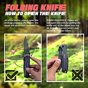 Pocket Knife,Gifts for Men Dad Boyfriend Husband,Christmas Stocking Stuffers,Anniversary Valentines Day Gifts for Him,Fathers Day Birthday Gifts for Dad.Hunting Fishing Survival Camping Hiking Knife.