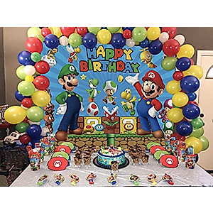 Super Brother Boy Backdrop Kids Adventure Game Party Background Mushroom Gold Coins Decoration Banner Baby Shower Photography Supplies (6x4FT)