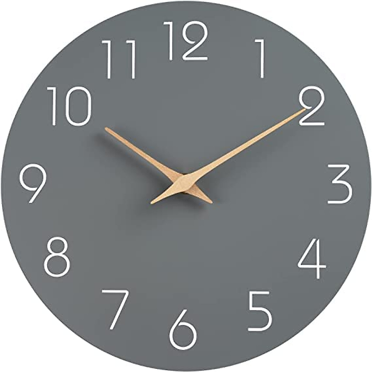 Mosewa Wall Clock 8 Inch Wall Clocks Battery Operated Silent Non-Ticking, Simple Modern Wood Clock Decorative for Bedroom, Living Room, Kitchen, Home Office (Gray)
