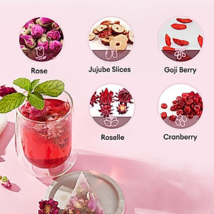 Rose Cranberry Goji Jujube Tea Bags Premium Dried Rose Flower Tea 10 Individually Packages Herbal Tea Bags
