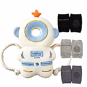 Feidoog Baby Head Protector Cushion Backpack with 3 Baby Knee Pads for Walking & Crawling,Beige