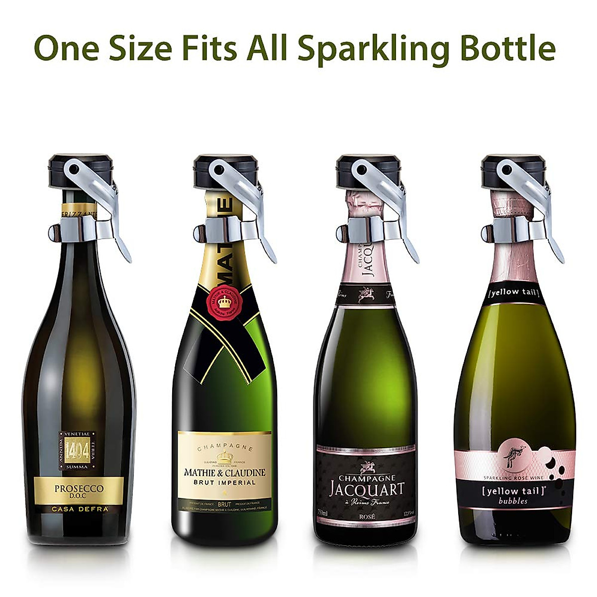 DIFENLUN Champagne Stopper, 2 Pack Stainless Steel Champagne Bottle Plug Sealer for Champagne, Cava, Prosecco and Sparkling Wine Stopper