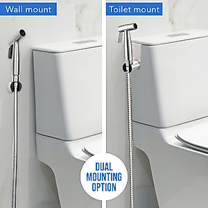 Handheld Bidet Toilet Sprayer - Stainless Steel Jet Spray for Toilets - Bathroom Bidet with Adjustable Water Pressure - Easy to Install - for Baby Cloth Diaper Cleaning & Feminine Wash