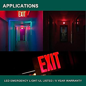EXITLUX 2 PACK UL Listed -Red Led Exit Sign with Emergency Lights&Battery Backup Operated Powered Exit Lights Exit -Double Face-120-277VAC Fire Exit Signs Lighting for Room,Street,Window.Stairs.
