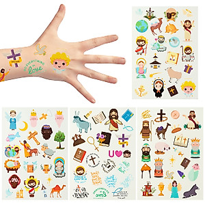 MALLMALL6 8pcs Temporary Tattoos Waterproof Stickers Sunday Cartoon Decal for Boy Girl Birthday Party Supplies Bag Fillers