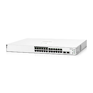 HPE Networking Instant On Switch Series 1830 24-Port Gb Smart-Managed Layer 2 Ethernet Switch with PoE | 24x 1G | 2X SFP | 12x CL4 PoE (195W) | Fan-Less | US Cord (JL813A#ABA)