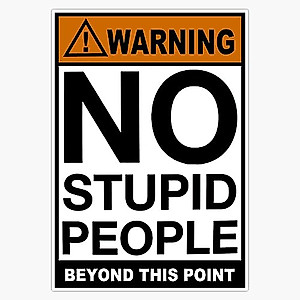 Warning Sign No Stupid People Beyond This Point Vinyl Sticker Waterproof Bumper Sticker Laptop Window 5"