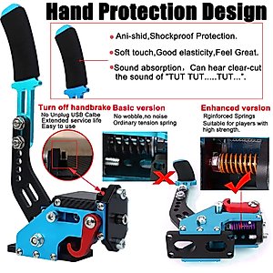 Obokidly Upgrade 2-IN-1 USB Handbrake Support G29 Compatible With PS4/PS5 + PC For Simracing Game Sim Rig With Clamp (Support G29 For PS5 With Clamp, Blue)