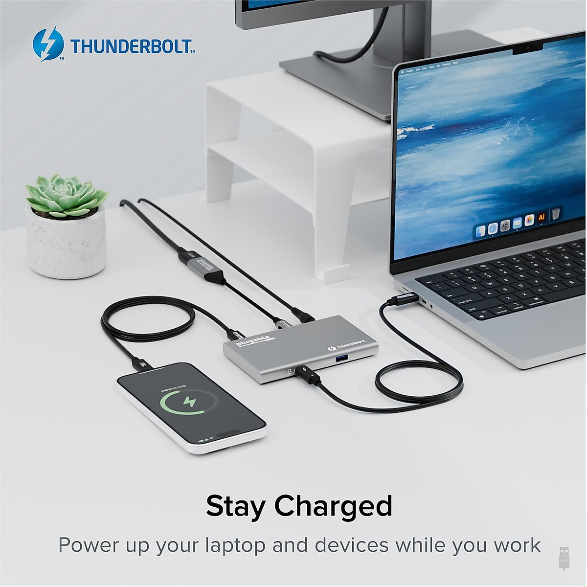 Plugable 5-in-1 Thunderbolt 4 Hub,Single 8K or Dual 4K Display; 4K HDMI Adapter Included, Offers Thunderbolt 4/3, USB4, and USB-C Expansion for Modern Mac and Windows Systems, Driverless