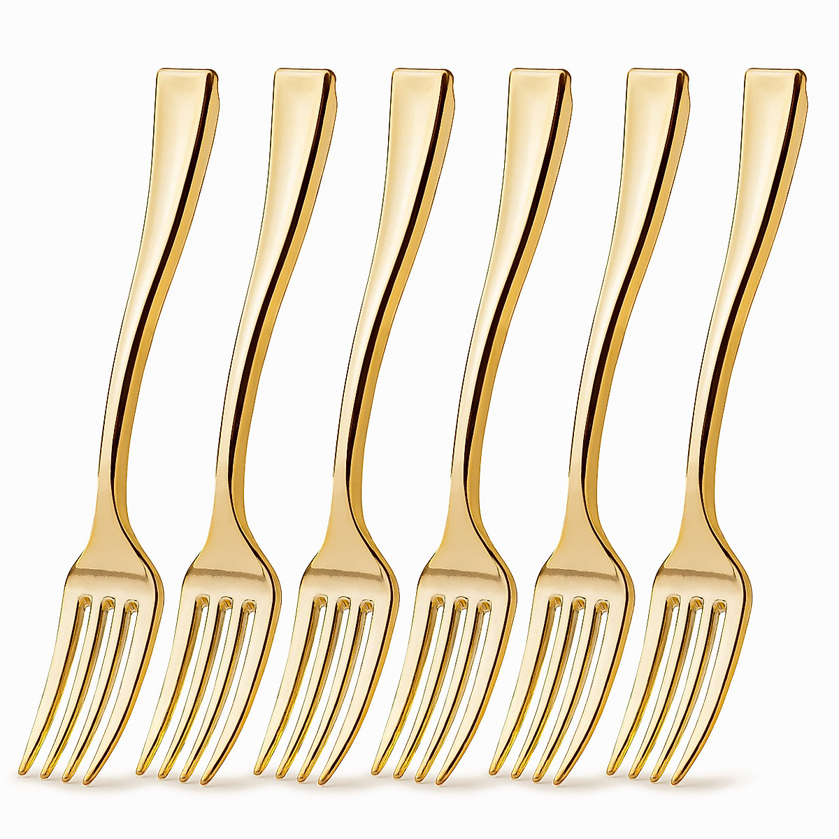Posh Setting - Plastic Mini Gold Forks, Gold Mini Forks, Gold Plastic Mini Dessert Forks, Disposable Tiny Gold Forks, 4 inch Gold Plastic Forks, Taster Forks, Small Forks, Appetizer Forks (80 Pack)