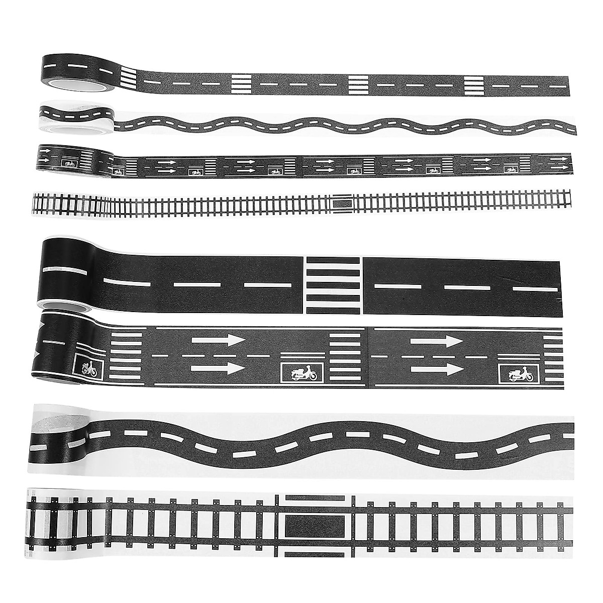 Healifty 8 Rolls Race Car Track Road Tape Railway Track Sticker Stick to Floors and Walls Tape Washi Tape Play Vehicle Supplies for Kid Toy Birthday Gifts Mixed Styles