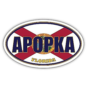 3 Pack 2x3 inches | Apopka City Florida State Flag | FL Flag Orange County Oval State Colors Construction Toolbox, Hardhat, Lunchbox, Helmet, Mechanic, Luggage