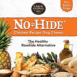 EARTH ANIMAL No Hide Small Chicken Flavored Natural Rawhide Free Dog Chews Long Lasting Dog Chews | Dog Treats for Small Dogs | Great Dog Chews for Aggressive Chewers
