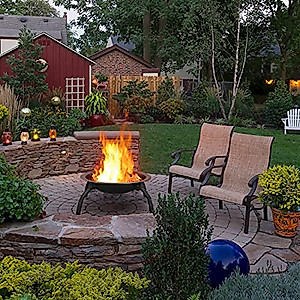 Yaheetech 21inch Firepit Portable Folding Steel Fire Bowl Garden Treasures Fire Pit Wood Burning Outdoor Fireplace with Spark Screen, BBQ Grill, Log Grate & Carrying Bag for Patio Backyard Camping