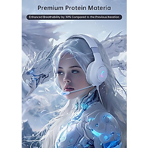 syndesmos CM7002 Gaming Headset for PS5, PS4, PC, Mac, Switch, Xbox Series, Surround Sound RGB Gaming Headphones with Noise Canceling Microphone, 50MM Dynamic Drivers, 3.5MM Audio Jack, Light White