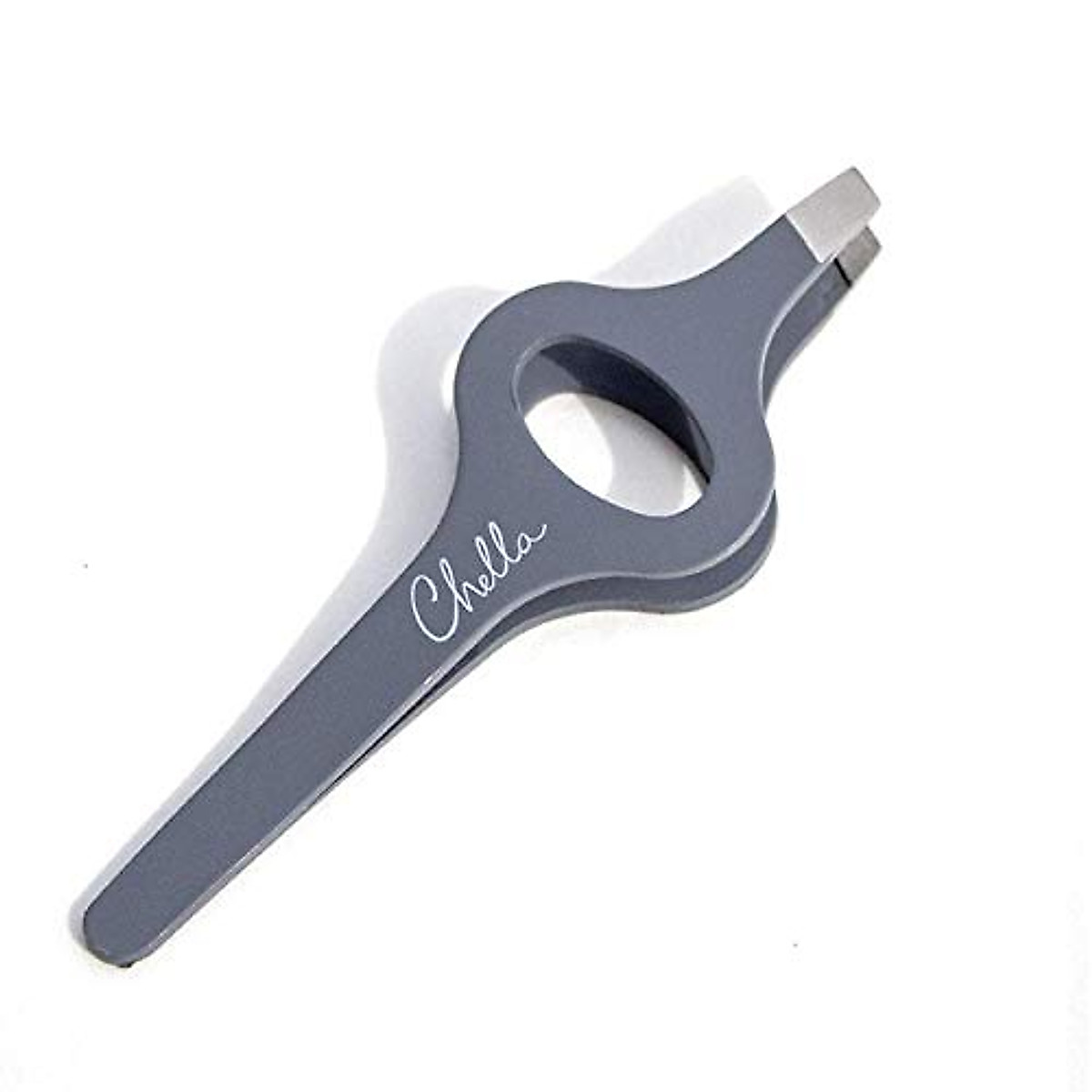 Chella Eyebrow Tweezers, Rubber Coated Stainless Steel Slanted Brow Tweezer