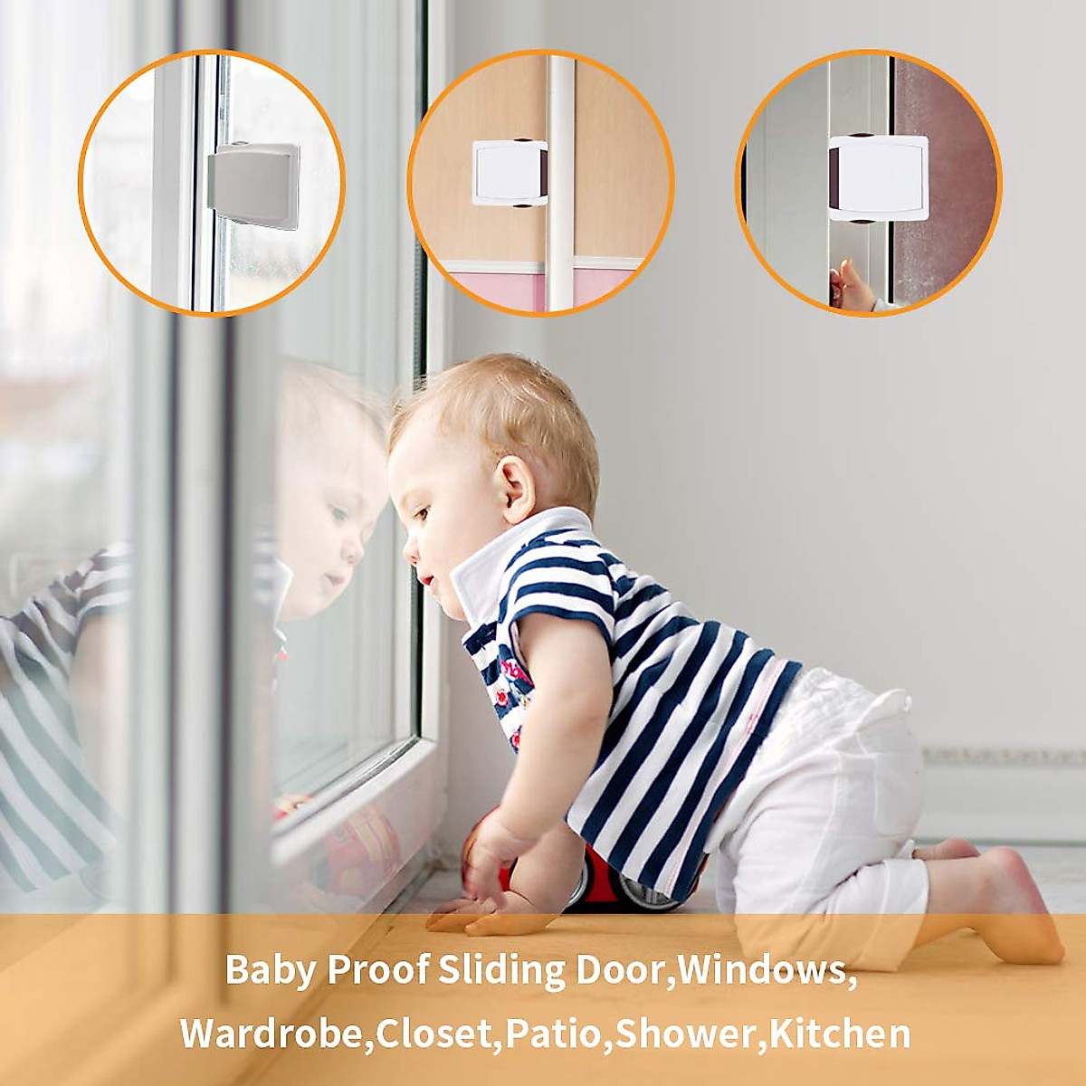 Child Proof Window Sliding Door Lock 2 Grey Packs (Suit for Working Space Over 0.42in and Under 1.18in) Security Your Baby Safe and Protect Kid outof Dangerous at Home (2, Grey)