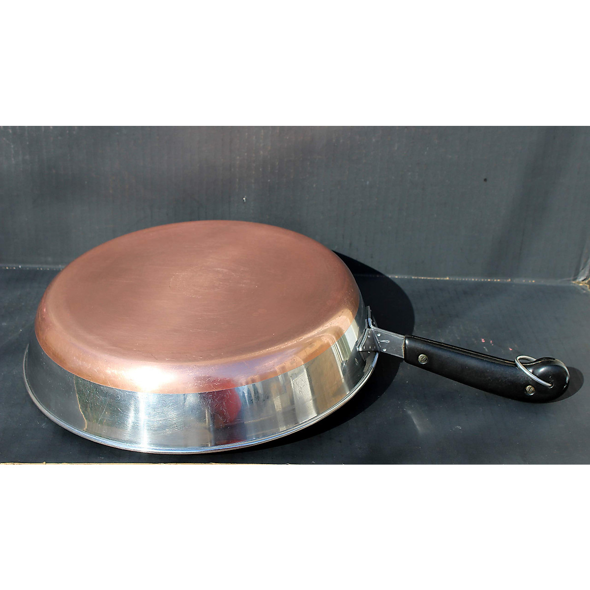 Revere Ware 12" Stainless Steel Copper Bottom Skillet Fry Pan with Lid