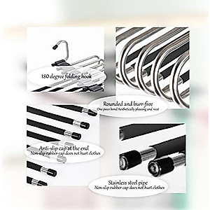 DIFENLUN Trouser Rack,2 Pack,5 Layer Multifunctional Trouser Rack,Space-Saving Stainless Steel,Non-Slip Design,Suitable for Pants Skirt Scarf,Magic Hangers(Black)