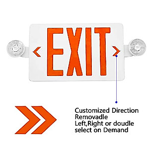 OSTEK Red LED Exit Sign with Emergency Light, Two LED Adjustable Head Emergency Exit Lights with Battery Backup, Dual LED Lamp ABS Fire Resistance UL-Listed (Red) (Red)