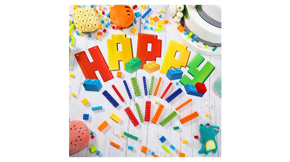 Builds and Celebrates: 32-Piece Birthday Block Party Supplies