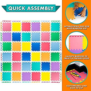 ProsourceFit Puzzle Solid Foam Play Mat for Kids - 36 tiles with edges