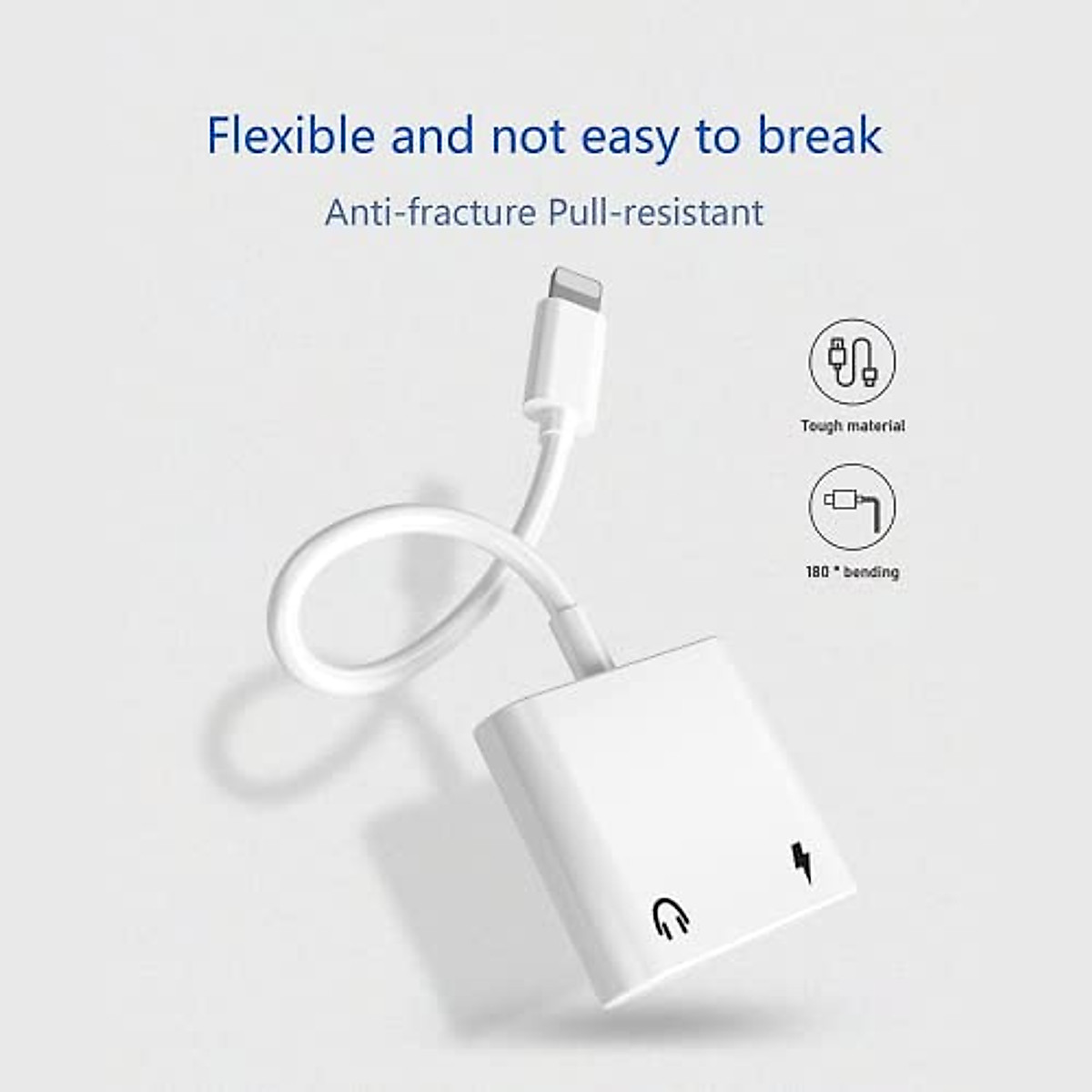 [2 in 1] Lightning Headphone Adapter 3.5mm AUX Audio Dongle Splitter Jack for iPhone Headphone Accessories Compatible with iPhone 14/13/XR/X 8 7/iPad Audio Earphone Adapter for All iOS System