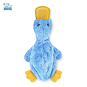 Best Pet Supplies Crinkle Dog Toy for Small, Medium, and Large Breeds, Cute No Stuffing Duck with Soft Squeaker, Fun for Indoor Puppies and Senior Pups, Plush No Mess Chew and Play - Blue
