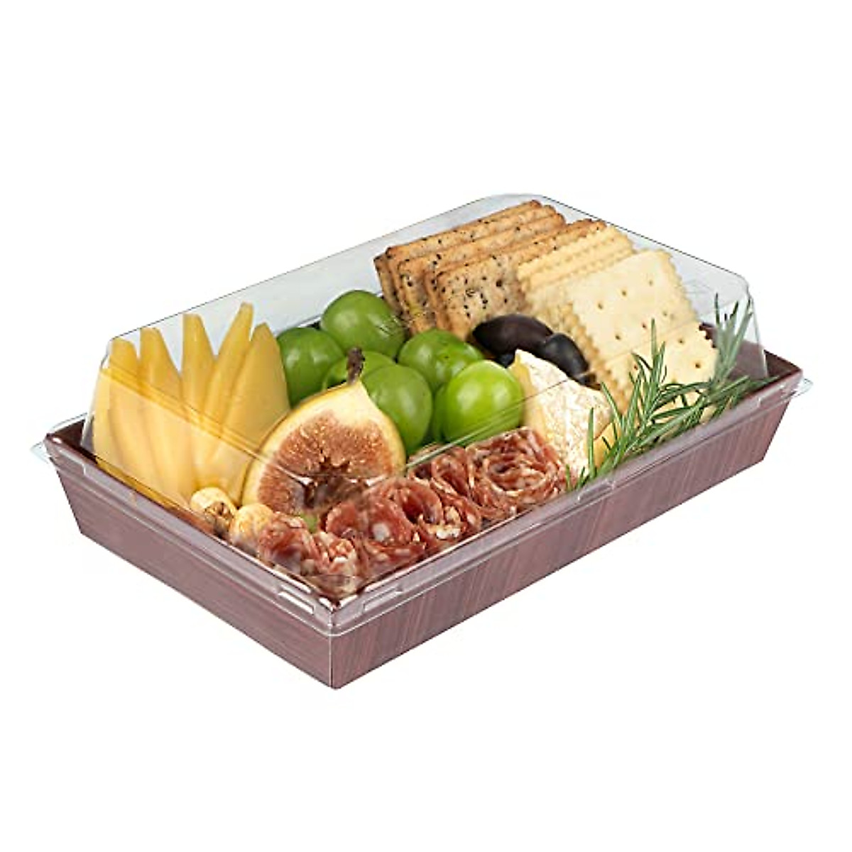 Restaurantware Matsuri Vision 8 x 5 x 1.5 Inch Medium Sushi Trays 100 Greaseproof Sushi Packaging Boxes - Lids Sold Separately Disposable Wood Grain Paper Sushi Containers For Entrees Or Snacks