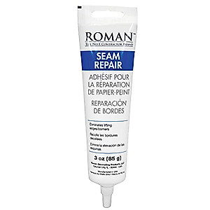 Roman Products 207802LW 6454 Seam Repair Adhesive, Sealer for Wallpaper Tears, and Loose and Overlapping Edges, 3-oz Tube, 3 Oz, White, 3 Ounce