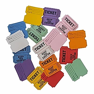 DNB 1000 Raffle Tickets - Double Roll 1000 Pairs per Roll 2 x 2 Inch 50/50 Consecutively Numbered Tickets for Entry/Events/Fundraiser/Prizes - Green