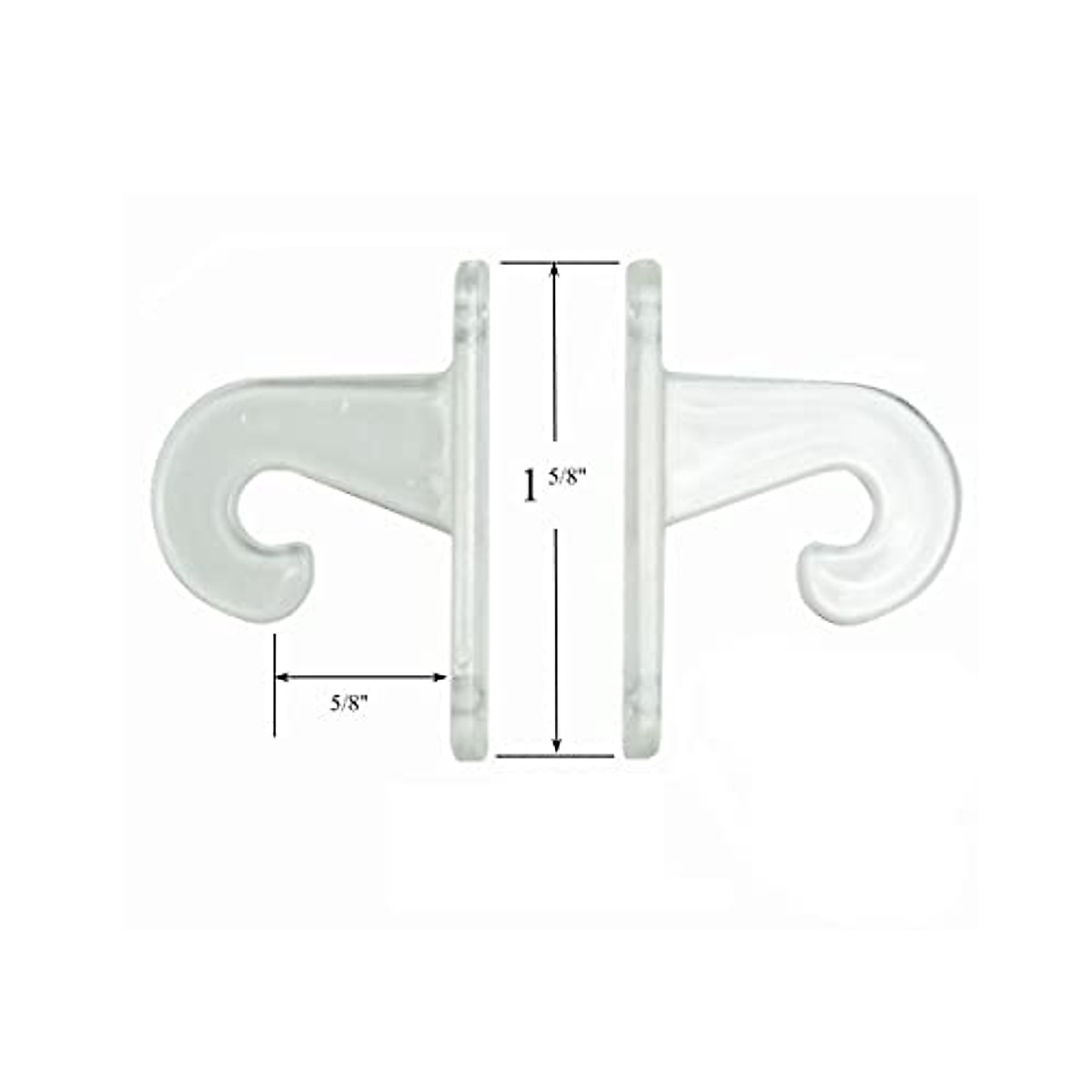Shade Doctor of Maine 1" Mini Blind Clear Hold Down Hooks Brackets for Doors (One Pair)
