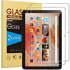 SPARIN 2 Pack Screen Protector for Amazon Fire HD 10 Tablet (2023/2021-13th/11th Generation) 10.1 Inch, 9H Hardness Tempered Glass for Fire 10/Fire HD 10 Plus/Fire HD 10 Kids/Kids Pro Tablet 2021