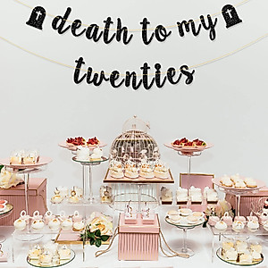 RoadSea Death to My Twenties Banner - Happy 30th Birthday Party Garland Supplies - Cheers to 30 Years - Funeral for My Youth 30th Birthday Party Decorations - Black Glitter