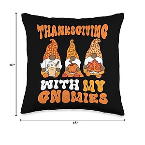 Thanksgiving African American Black Gnome Family Throw Pillow