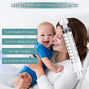 JUSONEY Baby Nose Syringe - Professional Fly Baby Irrigator with Clean and Reusable Silicone Nose Tips (2 Pieces)