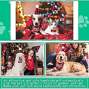 3 Pieces Christmas Dog Decoration Set, 1 Buffalo Plaid Dog Bandana Puppy Triangle Scarf 1 Pet Bow Tie with Bell 1 Christmas Dog Hat for Puppy Cat Pet Small Medium Large Dog(Black Red)