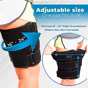 Hamstring Compression Sleeve Recovery Support – Non-Slip Groin Wrap for Adductor Tendonitis, Strain, Stiffness, Inflammation - Thigh Compression Sleeve Men Women – Thigh Braces for Thigh Pain