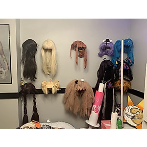 Pmsanzay 4 Pack Wall Mount Hanging Wig Stand, Wig Drying Holders, Plastic Wigs and Hats/Cap Rack Styling Drying Display Hangers, hold the shape of the wig and are EASY TO MOUNT. (2 Black+2 White)