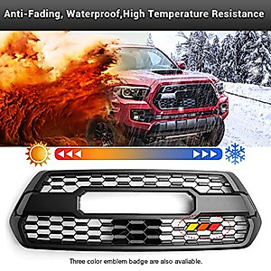 Tri-Color Front Grille Badge Emblem for Tacoma 4 Runner Tundra Sequoia Rav4 Highlander（Yellow/Orange/Red