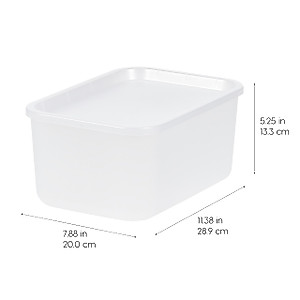 IRIS USA Plastic Storage Basket with Lid, 4-Pack, Stackable, for Kitchen Bathroom Bedroom Closet Kid's Room Office, Easy to Clean, Stylish Design, Shelf Organizer, Pearl